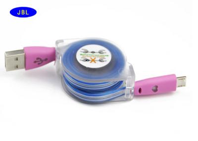 中国 青/ピンクの携帯電話のデータ ケーブル、LED スマートフォンのための軽いUSBケーブル 販売のため