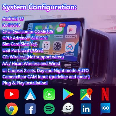 중국 토요타 랜드크루저 LC200 LC-GT GXR 2018-2021 터치 3을 위한 4+64GB 안드로이드 카플레이 비디오 인터페이스 판매용