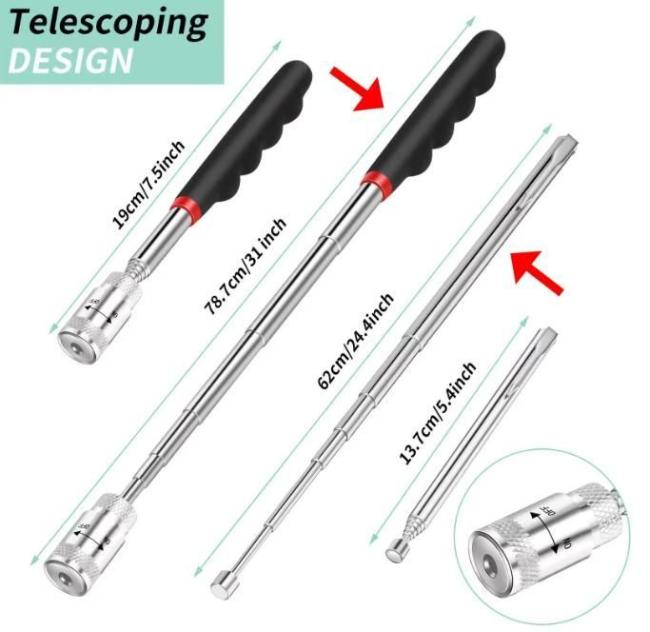 Telescopic Magnetic Pen with Light Mini Portable Magnet Pick up Tool