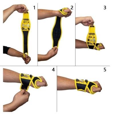 China Magnetic Wristband for Holding Screws, Nails, Drilling Bits, Wrist Tool Holder Belts with Strong Magnets for sale