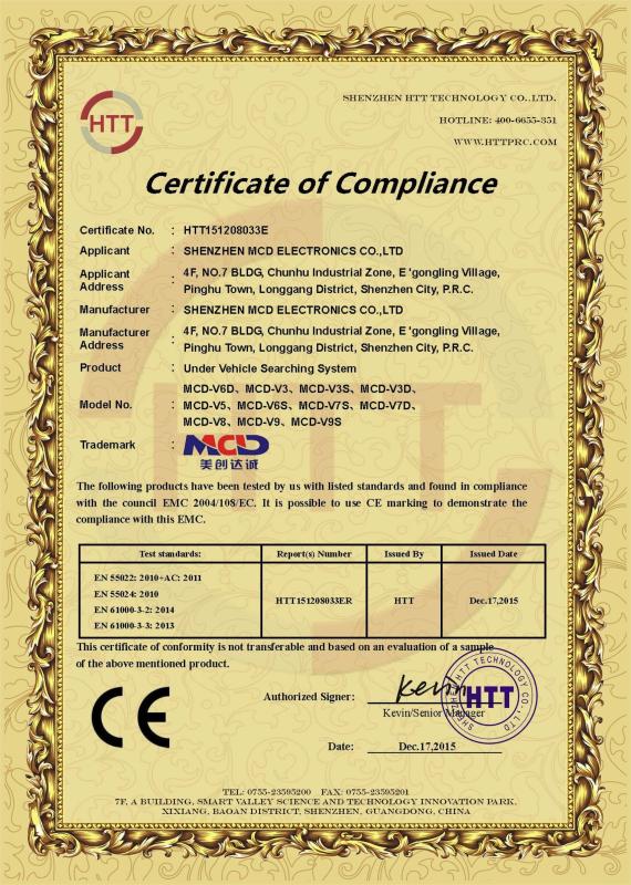 CE certificate - Shenzhen MCD Electronics Co., Ltd.