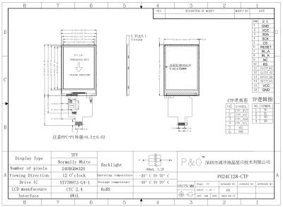 China Polcd 2,4 inch Transmisief 240x320 helderheid 260 bestuurder ic ST7789V Interface 4 Lijn seriële TFT LCD Te koop