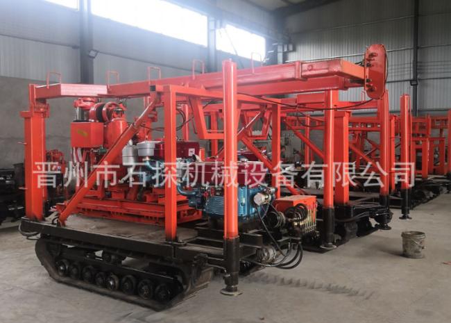 Crawler-type truck mounted drill rig in operation