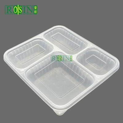 4 Compartment Takeaway Food Container Clear PP Fast Food Leak Proof