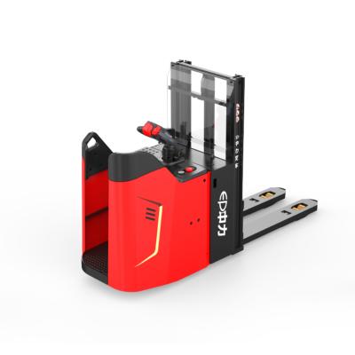 China Battery Operated Warehousing Straddle Pallet Stacker Forklift Double Lift for sale