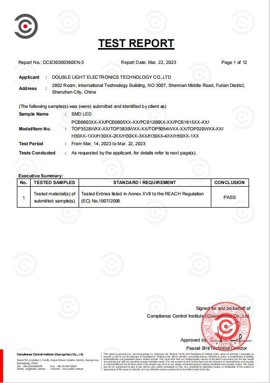 REACH - DOUBLE LIGHT ELECTRONICS TECHNOLOGY CO.,LTD