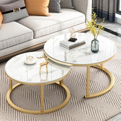 China Small Household Round Tea Table Rock Plate Combination Living Furniture Coffee Table for Home in Italian Modern Style for sale