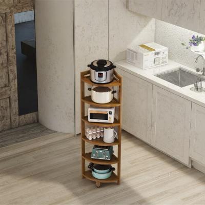 China Free Standing Multi-Layer Corner Shelf Storage Rack Kitchen Islands & Carts Multipurpose Shelving Unit for Kitchen for sale