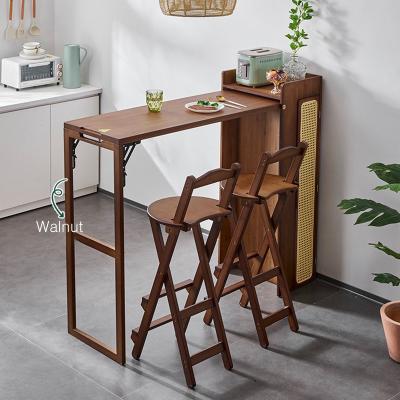 China Modern Home Bar Folding Counter Table with High Stool Space-Saving Kitchen Dining Set for Home Furniture for sale
