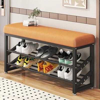 China Shoe Storage Ottoman with Cushion and Removable Cover, 3 Layers Organizer for Entryway Metal Rack for sale