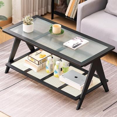 China Modern Simple Luxury Home Center Table for Living Room Office Balcony for Small Apartments Glass Light Weighted Coffee Table for sale