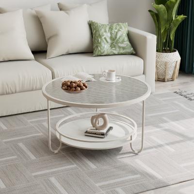 China Minimalist Round Glass Coffee Table for Living Room for Small Apartments Metal Side Table for Sofa Home Furniture for sale