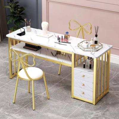 China K Cheap Nail Salon Furniture Spa Wood Nail Tables Desk Manicure Table with Chair for sale