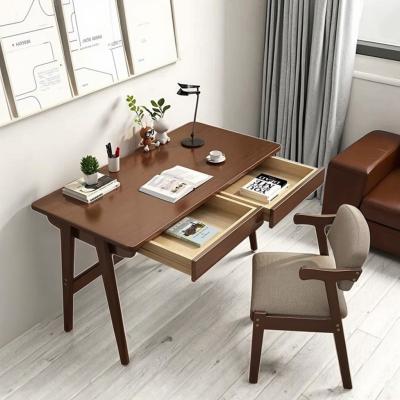 China Nordic Style Solid Wood Computer Desk Small Apartment Study Table with Drawer for Student Writing and Working Station for sale