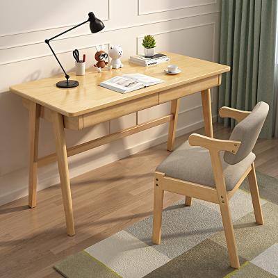 China Nordic Style Solid Wood Computer Desk Small Apartment Study Table with Drawer for Student Writing and Working Station for sale