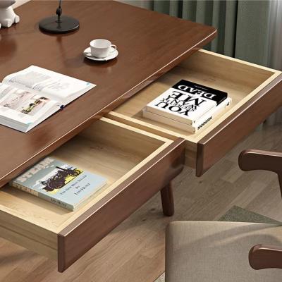 China Nordic Style Solid Wood Computer Desk Small Apartment Study Table with Drawer for Student Writing and Working Station for sale