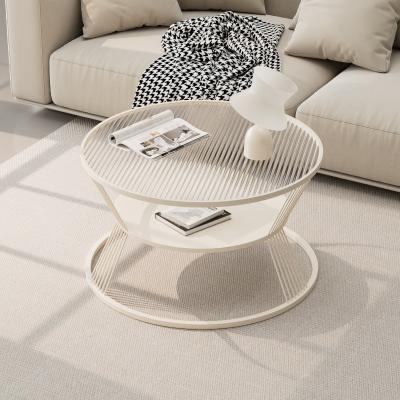 China Minimalist Mini Round Table for Small Apartment Home Coffee Modern Light Luxury Glass Side for sale
