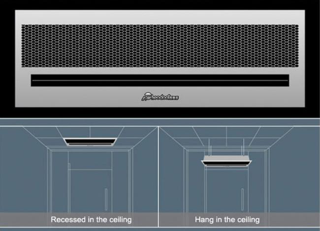 Centrifugal ceiling mount concealed air curtain