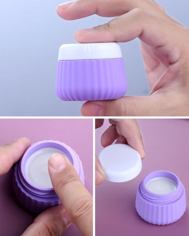 Silicone travel bottles in use
