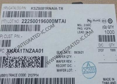 China KSZ8081RNAIA 이더넷 IC 10/100 Base-T/TX 물리 계층 트랜시버, RMII 지원 for sale