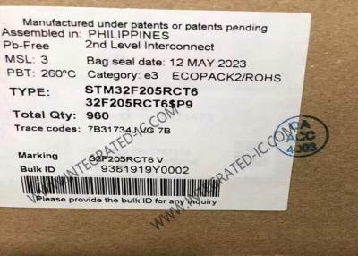 China ICs Chip STM32F205RCT6 ARM Microcontrollers - MCU 32BIT ARM Cortex M3 Connectivity 256kB for sale