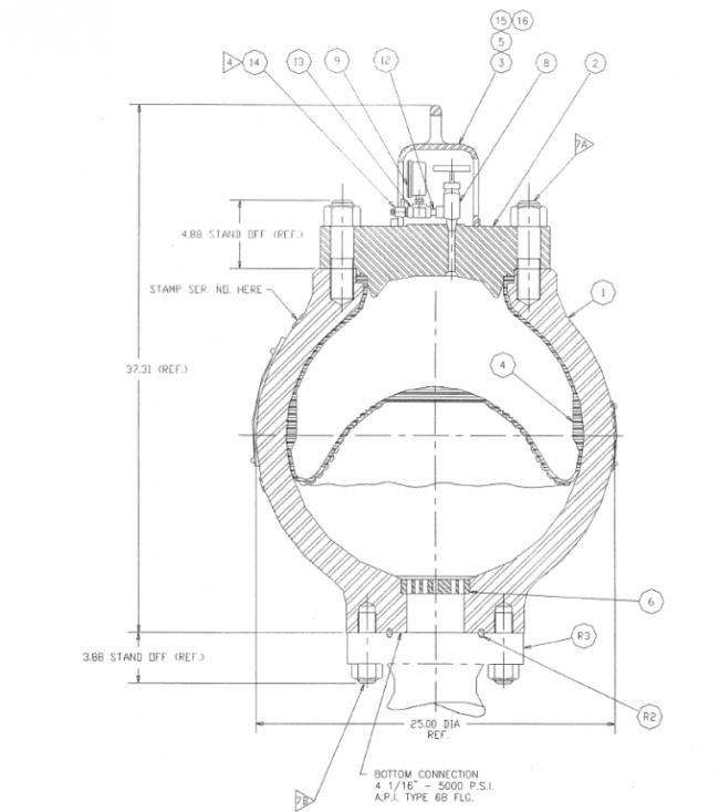 FB-1600 Mud Pump Parts Shell Assy For Pulsation Dampener API 7K 1