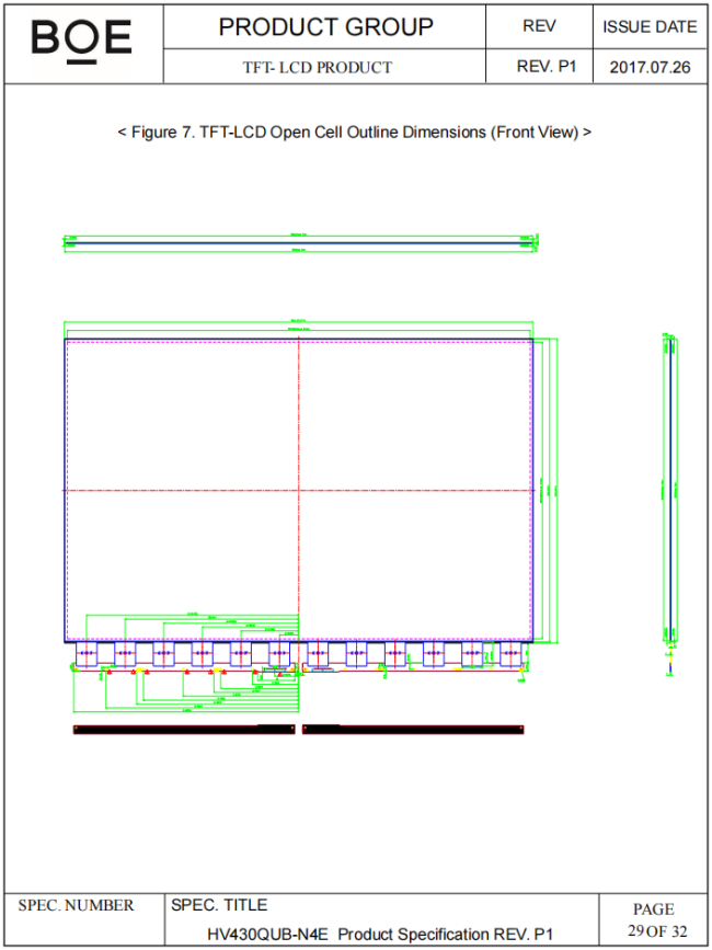 HV430QUB-N4E external dimensions diagram