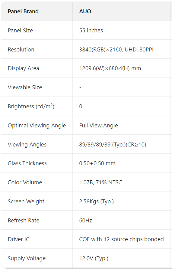 Technical specifications diagram 1