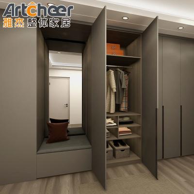 Chine Chambre à coucher moderne minimaliste en bois Armoire à clôture à charnière Armoire de 2 portes de style nordique haut de gamme à vendre