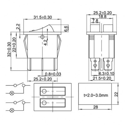 China Rocker switch belt cat-eye  two gang  double switch for sale