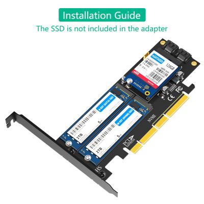중국 3 In 1 Msata 및 M.2 NGFF NVME SATA SSD PCI-E 4X 및 SATA3 어댑터 판매용