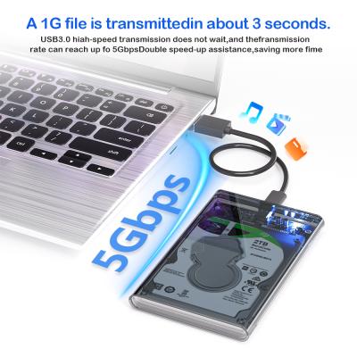 China 2,5" SATA-auf-USB-3.0-Adapter mit transparentem Typ-C-Festplattengehäuse zu verkaufen