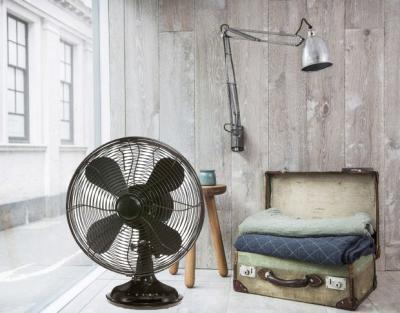 China Klassieke de Ventilatorolie van het Metaalbureau - Gewreven Brons 3 Snelheids Brede Schommeling Te koop
