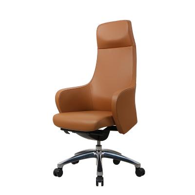 Cina Dirigente ergonomico di alluminio Mesh Chair della primavera di gas della sedia di cuoio 70mm dell'ufficio di Brown in vendita