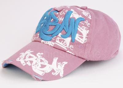 China 6 gorras de béisbol rosadas impresas el panel del deporte bordaron el borde curvado tela cruzada de algodón en venta