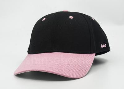 Cina Berretti da baseball neri e rosa della pianura della saia del cotone 6 pannelli con l'etichetta di lavaggio in vendita