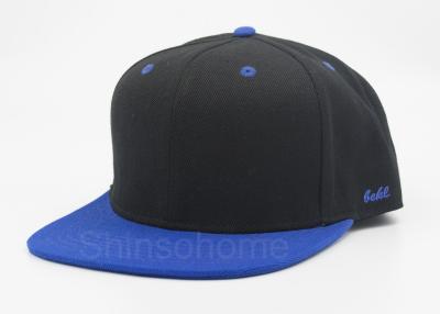 Cina Il nero regolabile colore acrilico normale dei berretti da baseball del ricamo di doppio con il blu in vendita