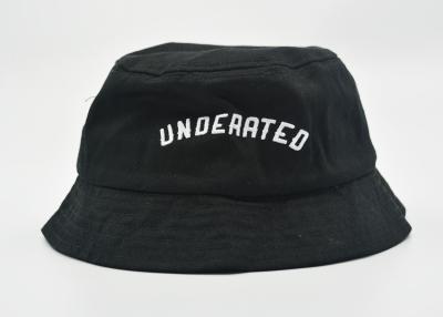 Cina Cotone alzato del cappello/cappuccio del secchio del pescatore del nero del ricamo a 22.8 pollici in vendita