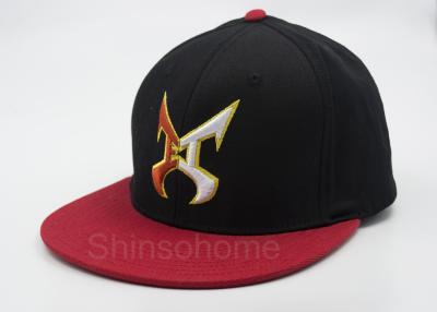 Cina Cappelli 100%, cappucci hip-hop di baseball neri e rossi del cotone di Flexfit di Snapback in vendita