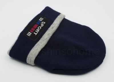 Cina Blu scuro dei cappelli del Beanie di inverno di miscela del cotone del ricamo della toppa e grigio flessibili in vendita