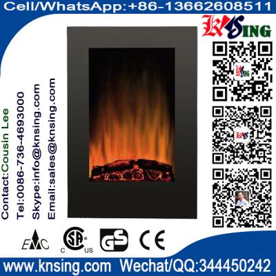 China CALENTADOR eléctrico montado en la pared permanente moderado CURVADO negro de la VERTICAL del EFECTO de la LLAMA del registro del calentador WF-1323B de la chimenea del vidrio en venta