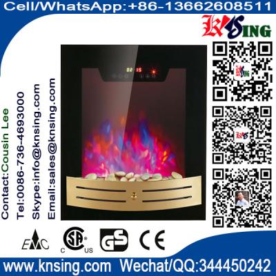 China Llama de cristal moderada plana del negro LED de la chimenea del calentador de la exhibición eléctrica montada en la pared del dígito (combustible) de los guijarros EF590/EF591 en venta