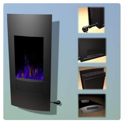 China Sala de estar eléctrica montada en la pared curvada permanente de la llama del multicolor LED de la arena WF-1323 de la astilla del calentador de la chimenea en venta
