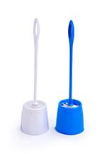 Cina Spazzola di plastica della toilette blu del bagno della maniglia dell'osso di pesce con la testa rotonda del supporto in vendita