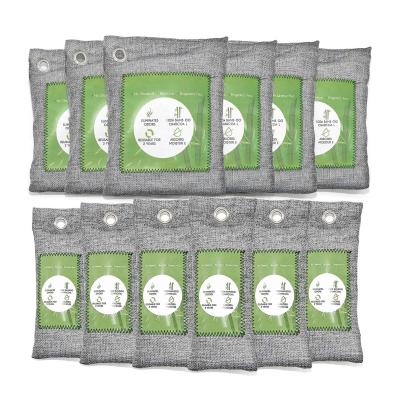 Cina OEM 12 pacchetti Sacchetto di purificazione dell'aria in bambù Sacchetti di carbone attivo Assorbente odore 6x50g 6x150g Certificato MSDS in vendita