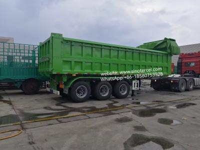 중국 SINOTERCEL 3축 25CBM 후방 덤핑 자체 하역 세미 트레일러 (타포린 시스템 포함) 판매용
