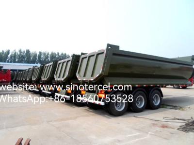 China 3 Axles Dumping Tipper Semi Trailer efficient loading and unloading U type Military green, specially customized Front Lifting Hydraulic Large-capacity for sale