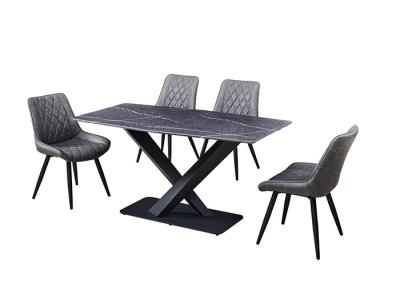 Cina Tavolo da pranzo grigio di 150x80x77cm 6 Seater con la cima di marmo in vendita