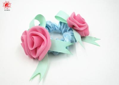 Cina Bande elastiche dei capelli del tessuto delle signore con i fiori, capelli Scrunchy in vendita