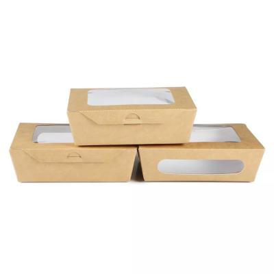 Cina Trasparente riciclabile asportabile della scatola di pranzo degli alimenti a rapida preparazione della macedonia della carta kraft della finestra in vendita